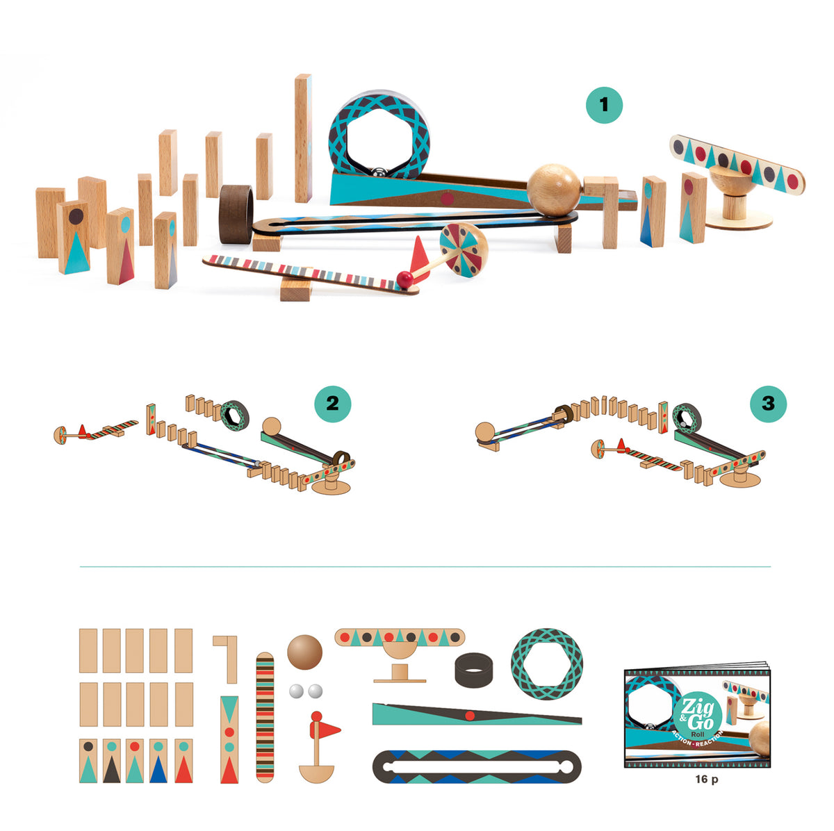 Zig & Go Roll 28pc Chain Reaction Construction Set by Djeco – Kinoko Kids